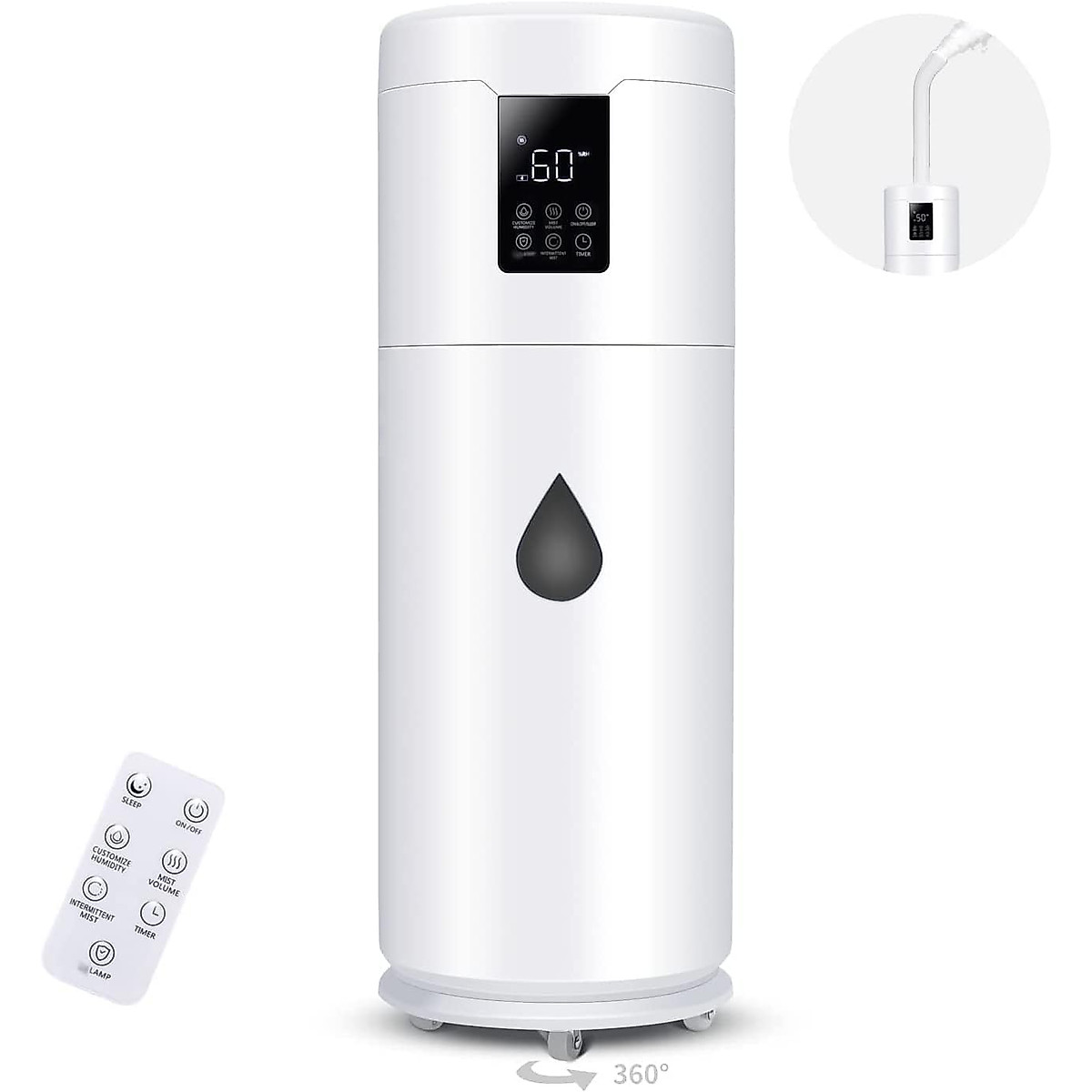 17L/4.5Gal Ultra Large Humidifiers for Bedroom 2000 sq ft, Quiet Humidifiers for Large Room, Tower Humidifier with 4 Mist Mode & Extension Tube for Home School Office Commercial Greenhouse Plants