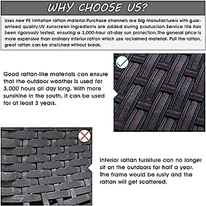 PHI VILLA 7-Piece Outdoor Rattan Sectional Sofa All Weather Patio Wicker Furniture Set Lawn Conversation Sets Cushioned Garden Sofa Set (Blue)