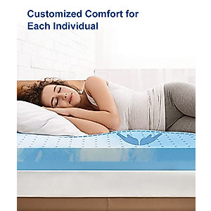 BedStory [Firm But Still Hugs You] 4 Inch Memory Foam Mattress Topper Full, Gel Swirl Foam Bed Toppers Ventilated Mattress Pad for Pressure Relieving