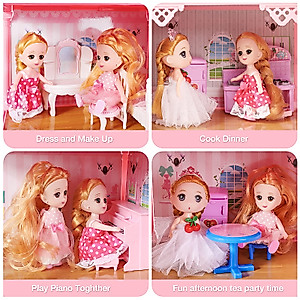 ArgoHome Dollhouse, Dream House Toys for 3 4 5 6 7 8 Years Old Girls Kids, Dollhouse Sets with 2 Dolls, 7 Rooms, Furniture and Accessories, DIY Building Pretend Play Doll House, Gift for Girls.