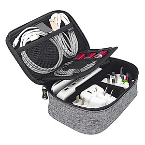 sisma Travel Cords Organizer Universal Small Electronic Accessories Carrying Bag for Cables Adapter USB Sticks Leads Memory Cards, Grey 1680d Fabrics