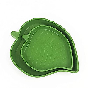 DIEWU Leaf Shape Bowl for Reptile, Food Water Bowl Plate Dish for Tortoise Snake Crawl Pet Drinking and Eating(S)