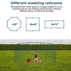 BestPet Dog Playpen Metal Wire Playpen Dog Pen 8 Panel Indoor Outdoor Metal Protable Folding Animal Exercise Dog Fence 24 Inch,Blue