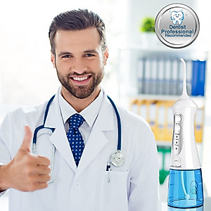 Water Flosser Cordless Teeth Cleaner, Professional Wate Flosser Oral Care for Braces Bridges Care IPX7 Waterproof Dental Flosser with 4 Interchangeable Jet Tips, Detachable Water Tank for Home Travel