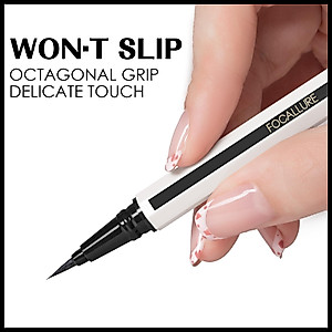 FOCALLURE Sadness Proof Precision Eyeliner,Sweatproof Eyeliner Pencil,Quick Drying,Smudge-proof,Long Lasting,Won't Slip Octagonal Grip,Ultra Fine Brush,BL01 OBSIDIAN