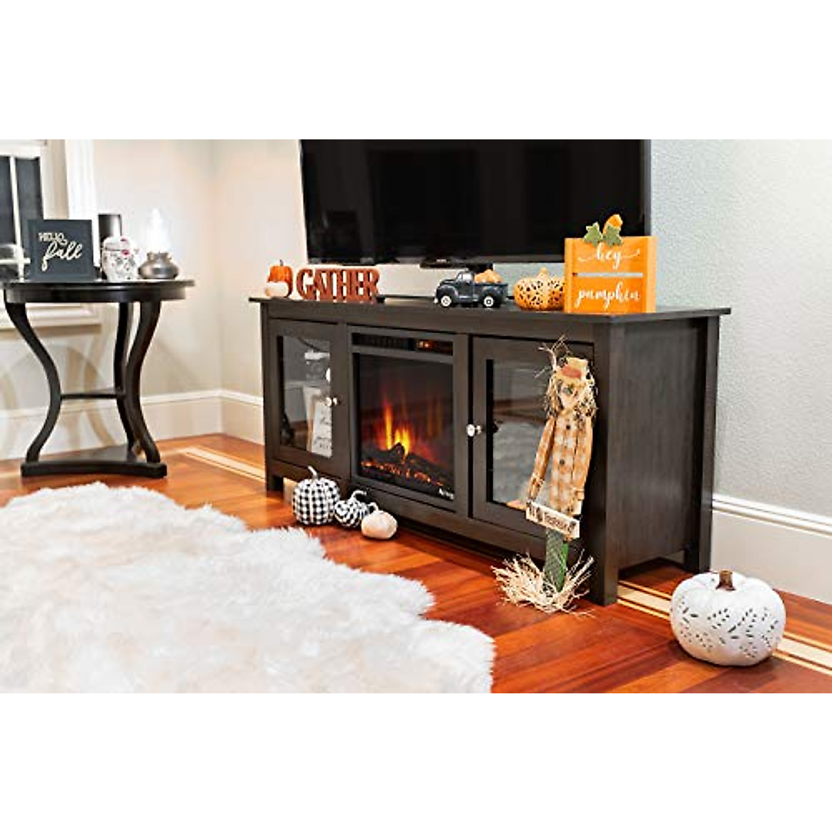 e-Flame USA Whistler LED Recessed Electric Fireplace Stove Insert with Remote - 3D Wood Burning Flame Effect - 28"x24" (Black)