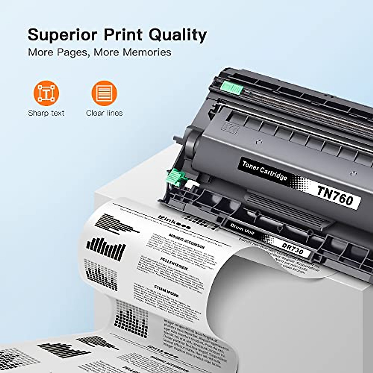 E-Z Ink (TM) Compatible Toner Cartridge and Drum Unit Replacement for Brother TN760 TN-760 TN730 TN-730 DR730 to use with HL-L2350DW MFC-L2710DW Printer (2 Toner Cartridge, 1 Drum Unit, Black)