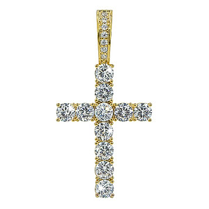 JINAO Gold Cross Necklace Iced Out Cubic Zirconia Round Cut Cross Pendant Necklace 18K Gold Plated Diamond Jewelry for Men Women with Stainless Rope Chain