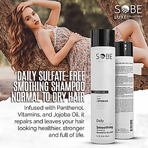 SOBE LUXE - Smoothing Shampoo for All Hair Types, Sulfate Free 10 Oz - Moisturizes, Strengthens, Protects Color and Repair - With Panthenol and Amino Acids