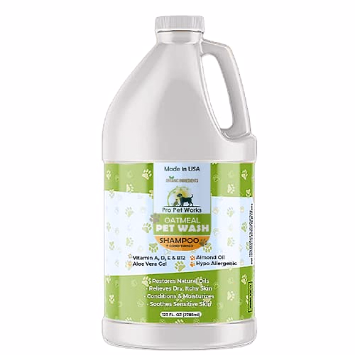 Pro Pet Works All Natural Soap Free 5 in 1 Oatmeal Dog Shampoo and Conditioner-Moisturizing Formula for Dandruff Allergies & Itchy Dry Sensitive Skin-Puppy Grooming for Smelly Dogs -128oz