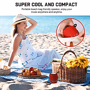 Bluetooth Speaker: Powerful Stereo Sound, IPX7 Waterproof, True Wireless Stereo Pairing, Portable Design, Latest Bluetooth V5.2 - Perfect for Defy (2021), Beach, Outdoor, Home, Parties& More - Red