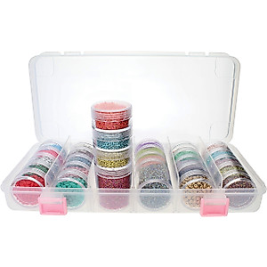 The Beadsmith Personality Case, Clear Plastic Bead Storage Case with 28 Removable and Stackable Jars, Includes 6 Screw top lids, Organizer Storage for Beads, Snap Lock Case for Jewelry and Crafts