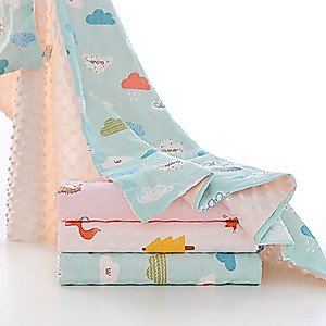 Jay & Ava Premium Cotton & Minky Dotted Backing Baby Blanket, Double Layer, Super Soft Crib, Nursery, Stroller, Receiving Blanket for Girls, Boys, Newborns (Pink Hedgehog)