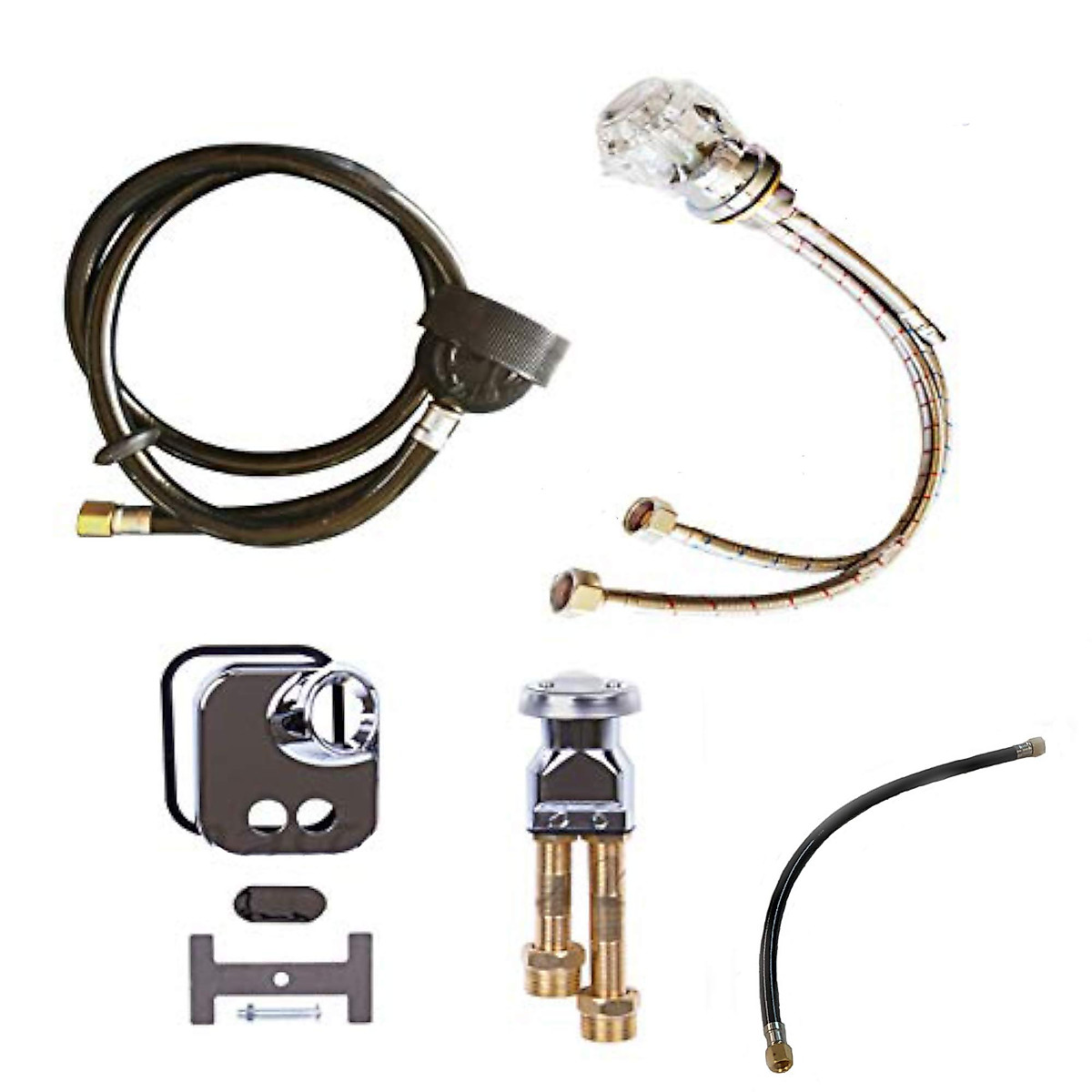 eMarkbeauty Shampoo Bowl Crystal Faucet, Spray Hose and Vacuum Breaker Kit for New or Replacement Repair Shampoo Bowl Parts and Fixtures TLC-1161-77SH