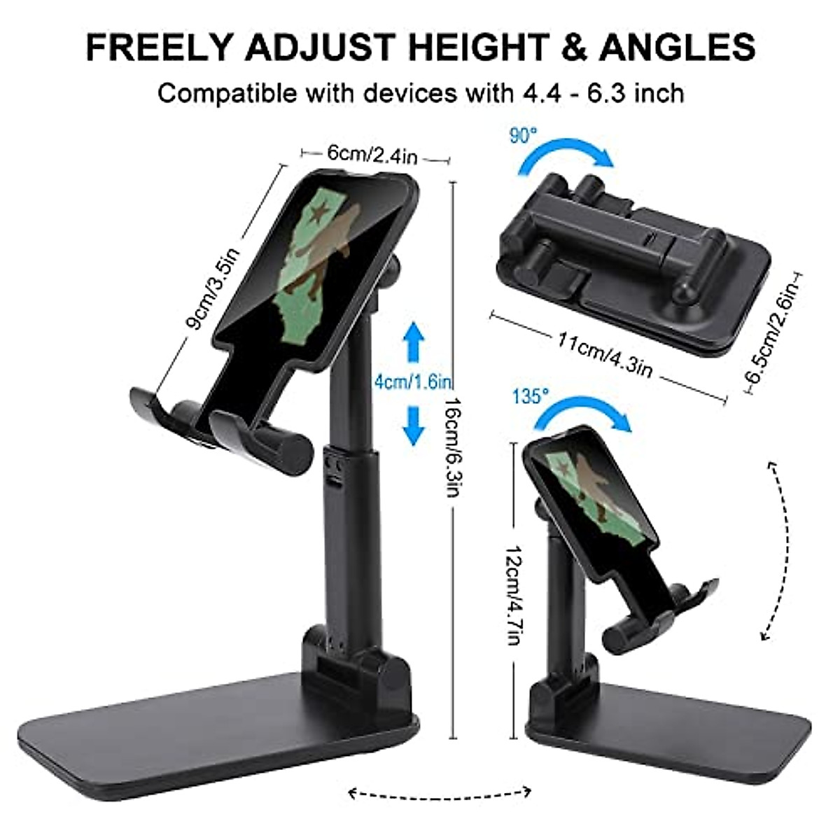 California Bigfoot Foldable Desktop Cell Phone Holder Portable Adjustable Stand for Travel Desk Accessories