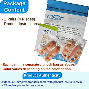 Chiroplax Hammer Toe Cushions Pads Temporary Straightener Corrector Overlapping Relief Separator Crest Splint, 4 Pack (Size Medium, Beige)