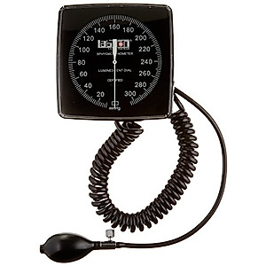 Graham-Field Wallmax Aneroid Sphygmomanometer - Wall Mounted Gauge, Latex Free, Manual Blood Pressure Monitor with Adult Black Cuff, V222B