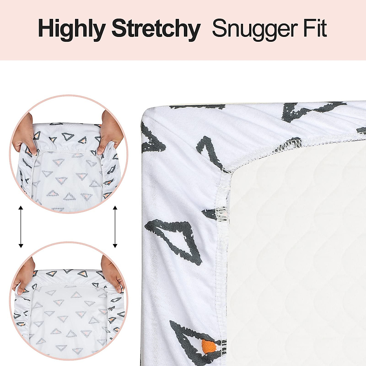 MOEMOE BABY Bassinet Sheets, 3 Pack Fitted Bassinet Sheets for Baby Boys and Girls, 100% Cotton Bassinet Cover for Oval, Hourglass & Rectangle Mattress