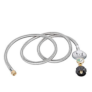 GasSaf 6FT Propane Hose Regulator with Gauge,QCC1 Connection for Most LP Gas Grill, Heater and Fire Pit Table,3/8" Female Flare Nut