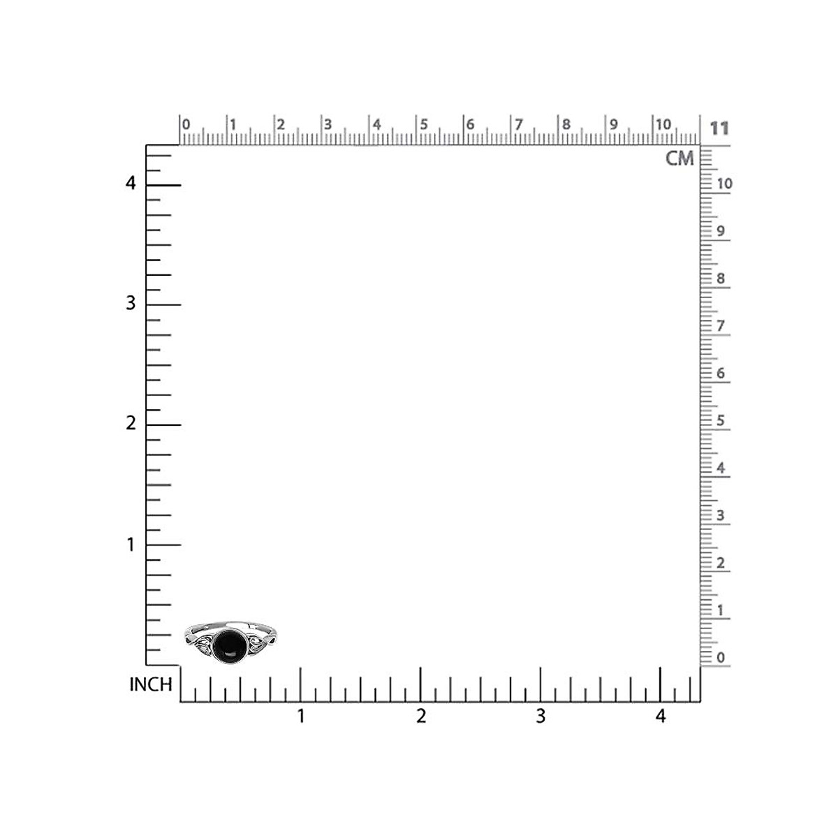 Silvershake 7mm Natural Black Onyx 925 Sterling Silver Victorian Style Solitaire Ring Size 7