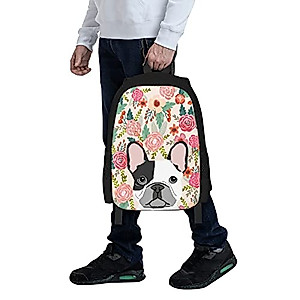 French Bulldog Dogs Floral Boho Flowers Cute Animals Is Life Dog 3D Printing Backpack Durable Light Cozy Laptop Bag Backpacks For adult Teens School Bookbag Travel Hiking Casual Daypack Birthday Gift