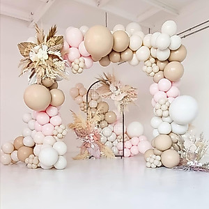 120pcs Dusty Pink Balloons Garland Arch Kit Double Stuffed Boho Balloon Rose Pink Balloon Matte Gold Balloons Cream Beige Balloon for Birthday Girls Baby Shower Bridal Wedding Party Decorations