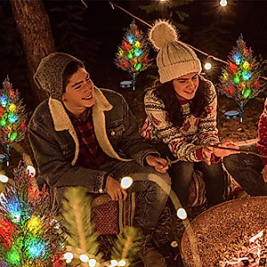 COSYONALL Outdoor Solar Garden Valentine's Day Decorations Yard, 2 Pack Waterproof Solar Christmas Tree Lights with 12 LEDs Flowers Light for Pathway Yard Patio and Lawn Decoration