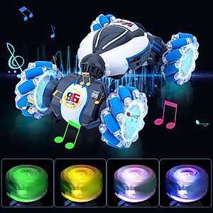 Fosgoit Gesture Sensing RC Stunt Car, Toys for Boys Girls 6-12 Year 4WD Remote Control Car 360° Rotate Transform Off-Road Drift RC Cars with Lights Music, 2.4Ghz Hand Control Car Birthday Xmas Gifts