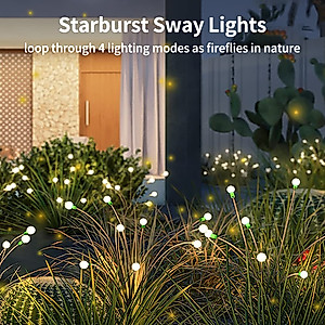 Blingstar Firefly Lights, 2Pack Plug in LED Starburst Swaying Lights, Outdoor Waterproof Garden Lights with 4 Lighting Modes, Dancing Fairy Lights for Yard Patio Pathway Decoration, Warm White