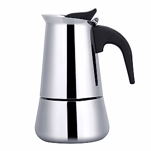 Fdit Portable Stainless Steel Coffee Pot Moka Espresso Maker Mocha Pot Moka Stove 100ml/200ml/300ml/450ml (1#)