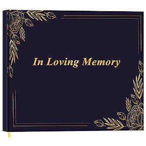 Funeral Guest Book - GuestBook for Memorial & Funeral Services, Guest Sign-in Book & Guestbook Planner, 440 Guests Entries with Name & Address, Memory Book for Funeral Guest Registry, 9" x 7", Black
