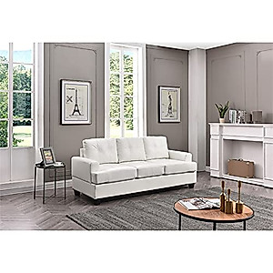 Glory Furniture Sandridge Faux Leather Sofa in White