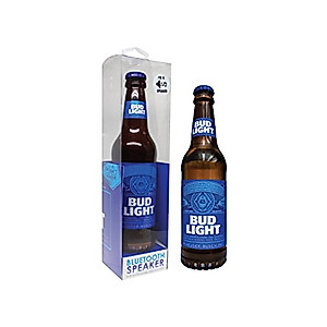 Bud Light Beer Bluetooth Bottle Speaker Portable Wireless Speaker with Rechargeable Battery Ideal for Indoor and Outdoor Activities Loud and Bass Audio Sound Easy to Carry Anywhere