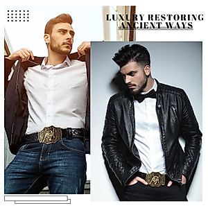 Photect Western Leather Belt, 1.5 Inch Wide, Black, 45 Inch, Unisex, Floral Embossed, Long Lasting, Golf, Buckle