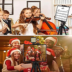67 inTablet Ipad Tripod Stand Holder with Shutter and Cold Shoe Mount for iPad Pro 12.9/11 Air Mini, iPhone Galaxy, Applied Video Recording, Live Stream, Watching, 4~15 inch Devices