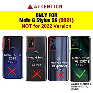 Bonkier Moto G Stylus 5G Case, Military Grade Shockproof, Built-in Magnetic Kickstand, 2x Tempered Glass Protectors - Blue