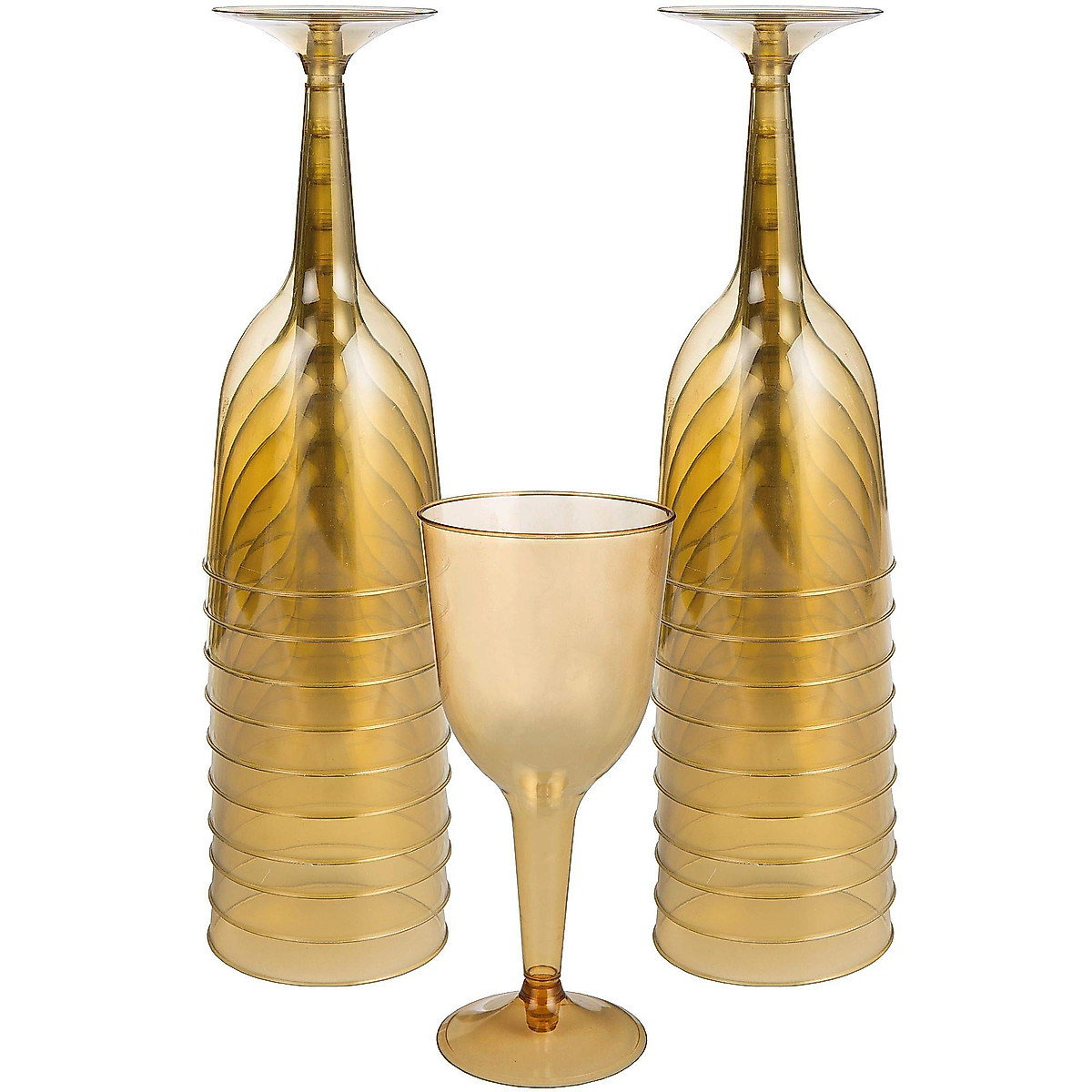 Amscan Wine Glass, 10 ounces, Gold