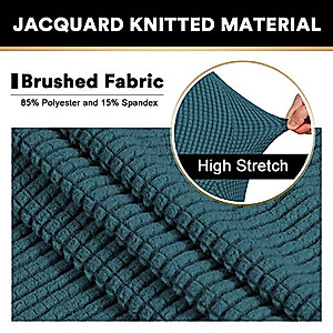 PrinceDeco Stretch Loveseat Sofa Cover Slipcover Couch Cover for 2 Cushion Sofa Washable Sofa Cover for Pets Friendly Furniture Protector Covers with Non Slip Bottom(Loveseat, Deep Teal)