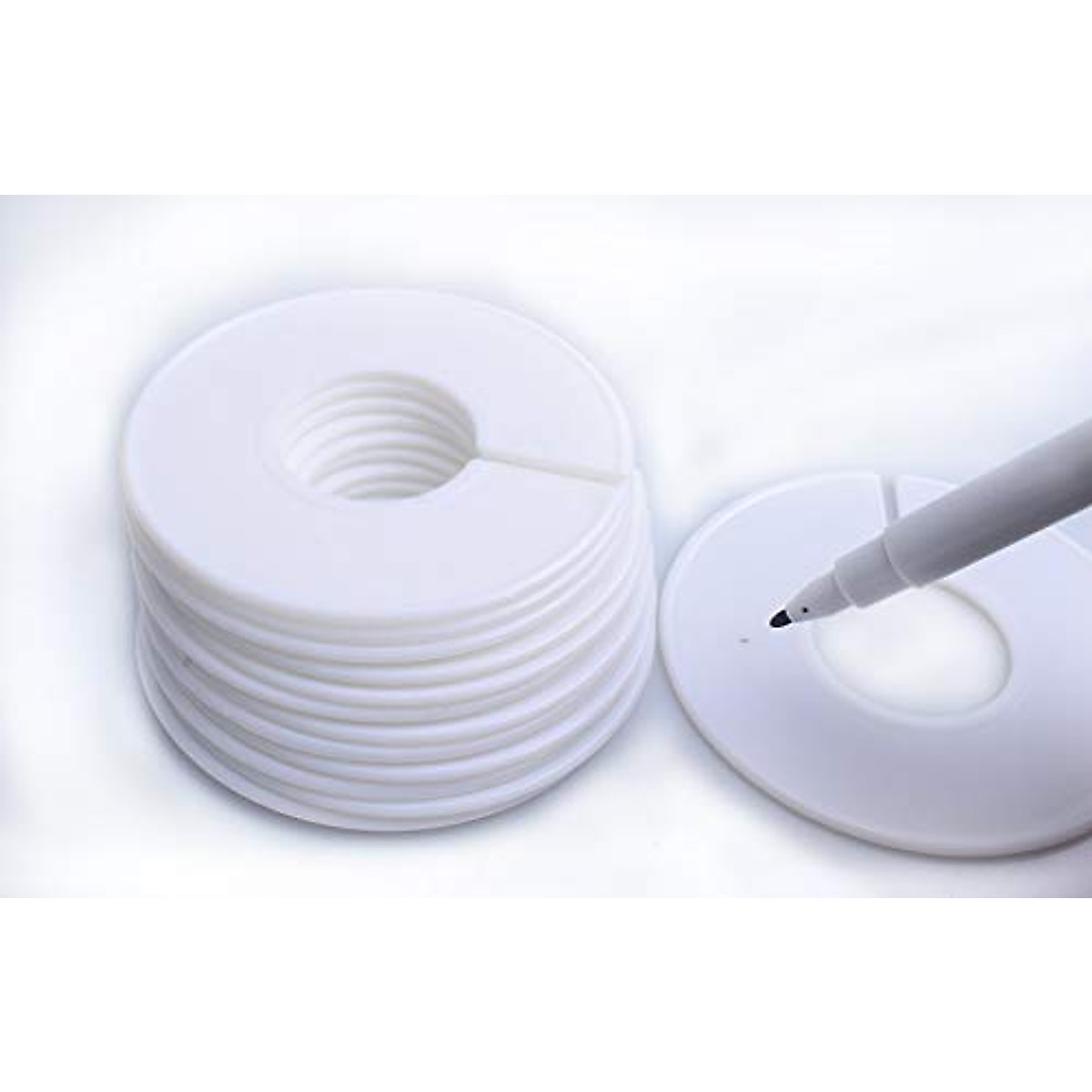 20 Pack Clothing Rack Size Dividers Wardrobe Round Hangers Dividers with 1 Piece Marker Pen (20pcs, Blank)