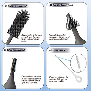 winforhour Electric Baby Bottle Brush with Electric Bottle Cleaner Set and Straw Brush,Suitable for Kitchen Brush and Baby Bottles,USB Rechargeable(Grey)