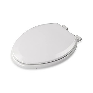 Croydex WL800722AZH Stick Tight No More Movement Sticky Grip Pad Technology Elongated, Soft Close and Quick Release, White, Molded Wood Toilet Seat