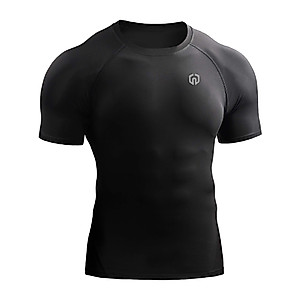 NELEUS Men's 3 Pack Compression Baselayer Athletic Workout T Shirts,5022,Black,Black,Black,XL