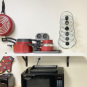 EVELOTS 6 Pot Lid Organizer for Cabinet or Pantry Wall - Cupboard Door Pots and Pans Organizer - Glass or Metal Pan Covers Cabinet Organizer - Rack Hanger Dividers