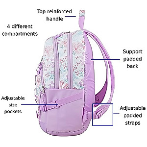 FUEL Hiking Laptop Backpack, College Bookbag, Travel Daypack with 5 Compartments, Dynamo Tech Pocket, 18.5 Inches, Lilac, Spring