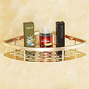 IRDFWH Bathroom Gold Shelf Shower Wall Mounted Corner Basket Shampoo Storage Wall Bathroom Shelf