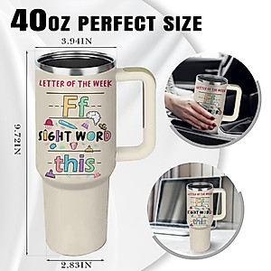 Teacher Gifts for Women, 40oz Teacher Tumbler with Handle, Teacher Appreciation Gifts, Best Teachers Gifts for Birthday Christmas Graduation Back to School Letter of the Week FF Sight World This cup