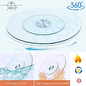 60-120cm/24-47 inch Round Lazy Susan Glass Turntable, Large Rotating Swivel Tray, Round Turntable Countertop, for Kitchen, Restaurant, Dining Table, Easy to Share All Food,60cm/23.6in