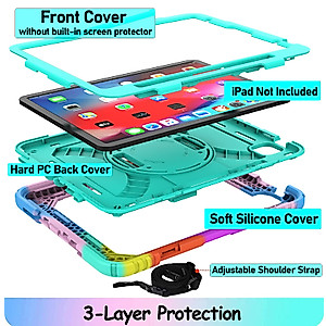 LTROP Case for iPad Air 5th/4th Generation 10.9 Inch(2022/2020),iPad Air 5/4 Case, iPad Pro 11 Case 2021/2020/2018,Pencil Holder/Swivel Stand/Shoulder Hand Strap Case for iPad 10.9 & Pro 11, Aqua Teal