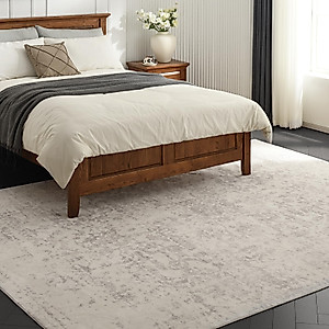 DEAXLife Washable Area Rug for Living Room - Stain Resistant Urtla Thin Rugs with Non Slip Rubber Backing - Indoor Floor Carpet for Dining Room Home Office Dorm (Grey/White, 8x10 Feet)