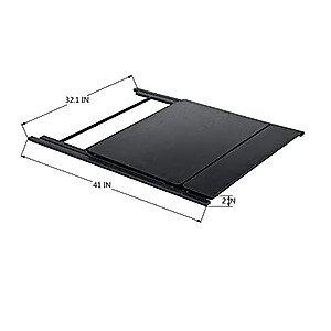 FurnitureR 32.1'' Folding 2 Tier Foldable Assembly Saves Space for Home Office Study, Metal Frames/Wood Top Laptop Table Computer Desk, Black